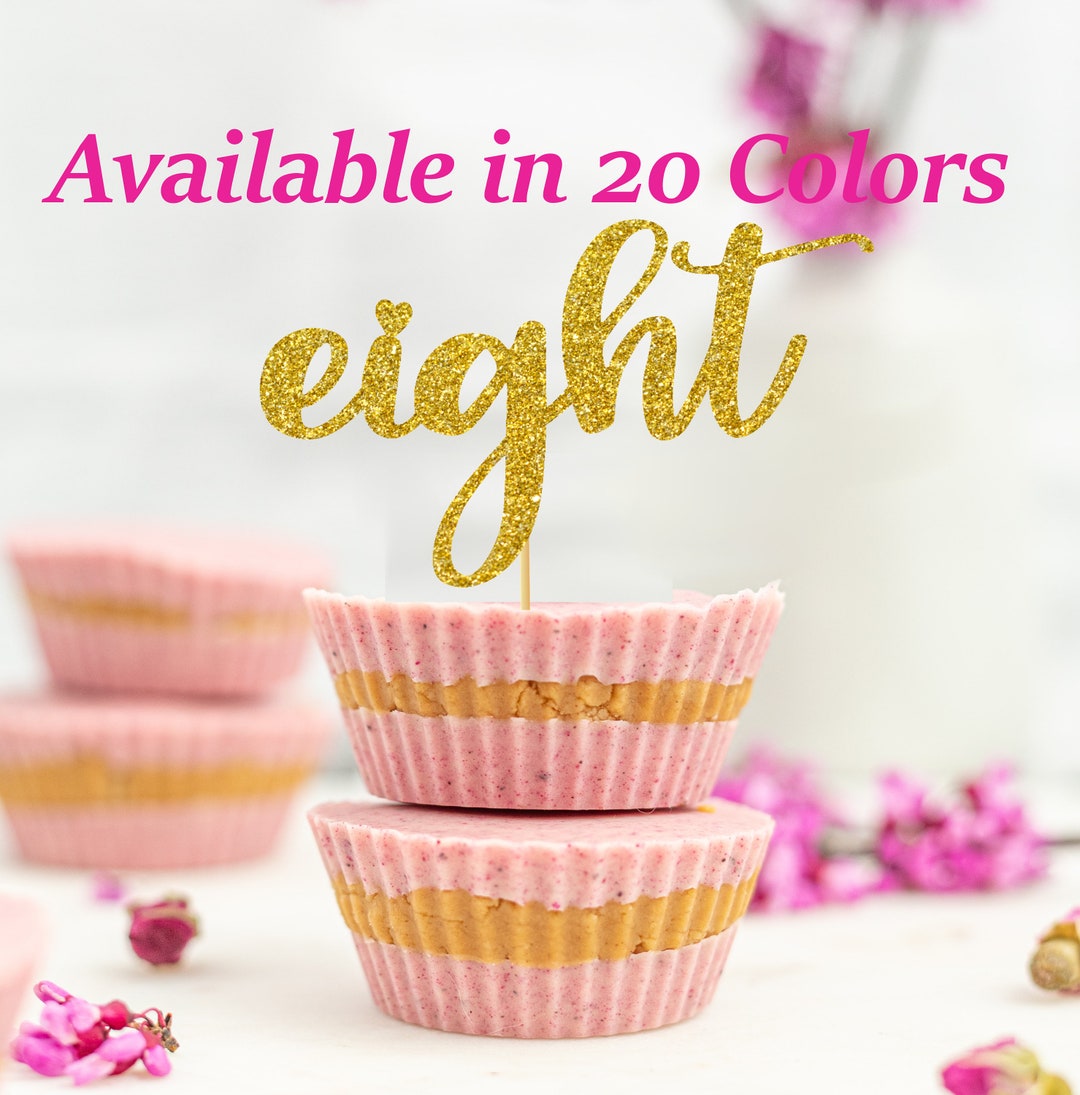 Number 8 Cupcake Topper 8th Birthday Cupcake toppers Glitter Party ...