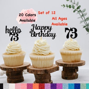 73rd Birthday Cupcake Toppers set of 12 73rd Birthday Decorations Party ...
