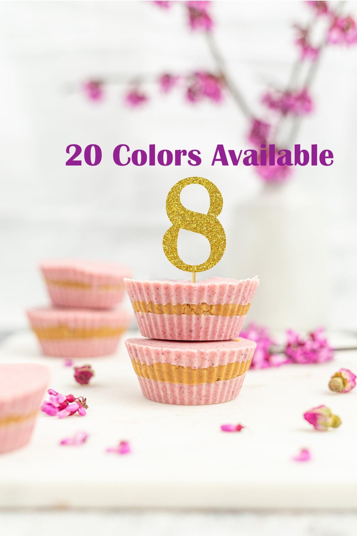 ANY NUMBER 8th Birthday Cupcake Toppers 2 Inches Tall | Etsy
