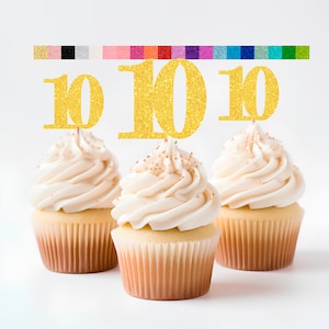 ANY NUMBER 10th Birthday Cupcake Toppers Number 10 Cupcake Topper ...