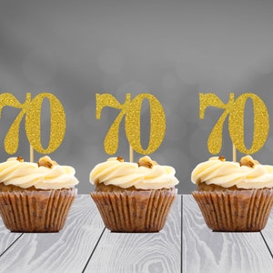 ANY NUMBER 70th Birthday Cupcake Toppers 2 Inches Tall Adult Party ...