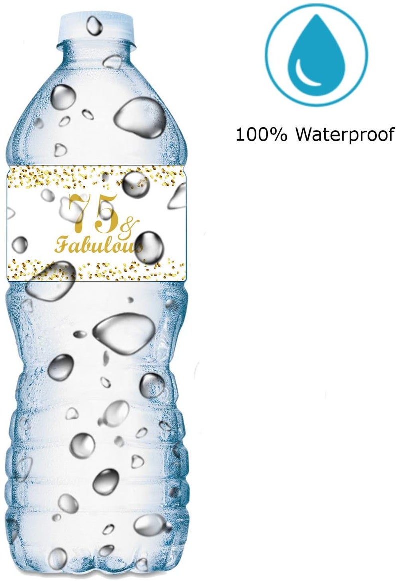 75 and Fabulous | 75th Birthday Water Bottle Labels | (SET of 25 ...