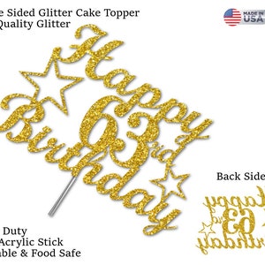 63rd Birthday Cake Toppers double Side Glitter Adult Party - Etsy