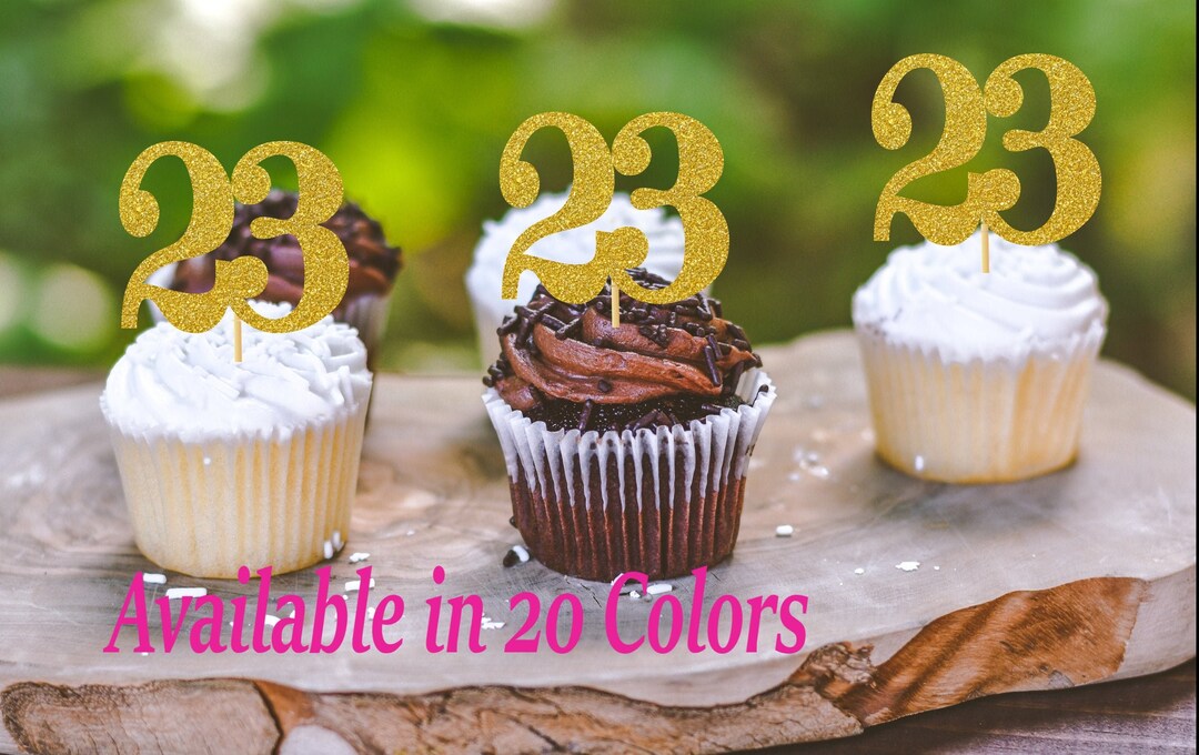 Any Number 23rd Birthday Cupcake Toppers 2 Inches Tall Any Age Glitter ...