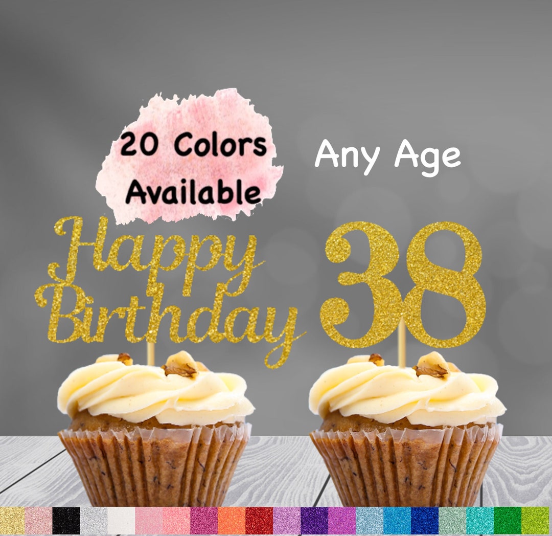 38th Birthday Cupcake Toppers | Number 38 Party Picks | 38th Party ...