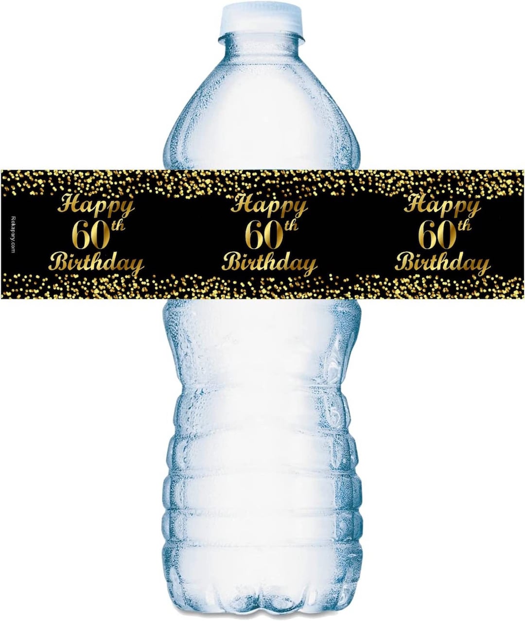 60th Birthday Water Bottle Glossy Waterproof Labels set of 20 ...