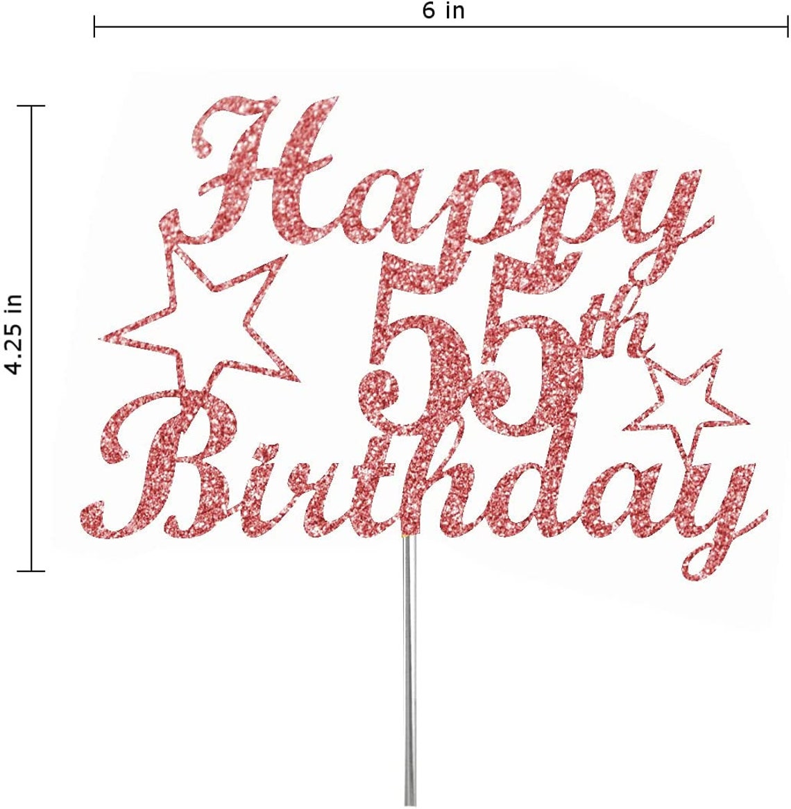 55th Birthday Cake topper Double Side Glitter Gold or Rose | Etsy