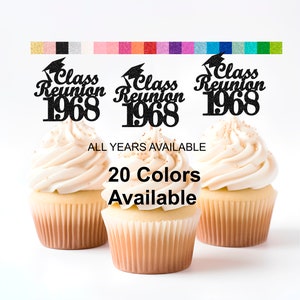 Class Reunion Cupcake Toppers With Cap Design Class Reunion Decoration ...