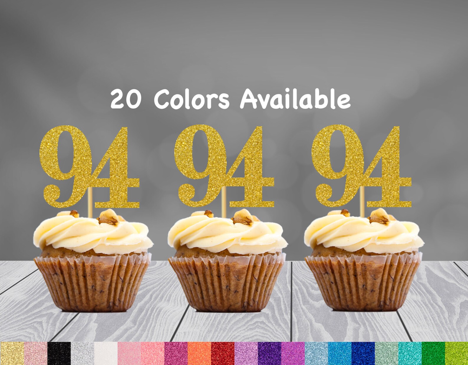 Any Number 94th Birthday Cupcake Toppers Adult Party Glitter - Etsy