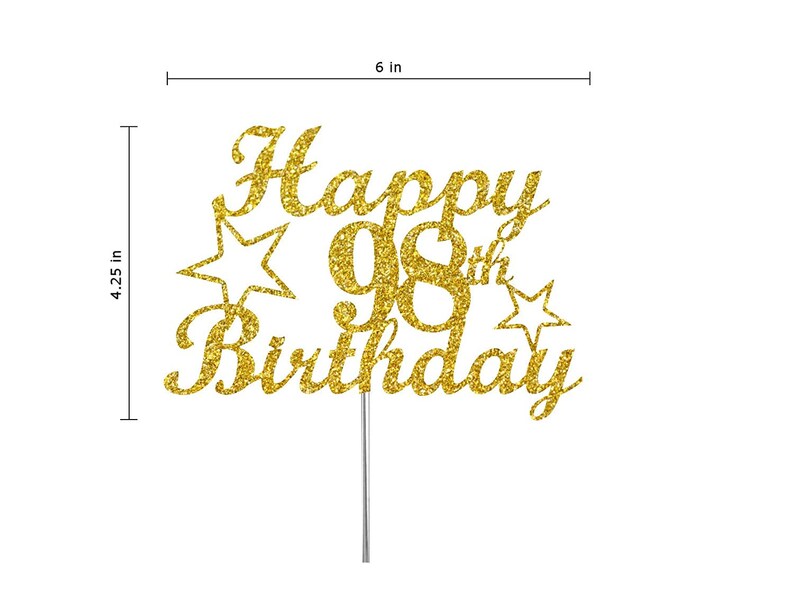 98th Birthday Cake Topper | Glitter Party Decoration | Happy Birthday ...