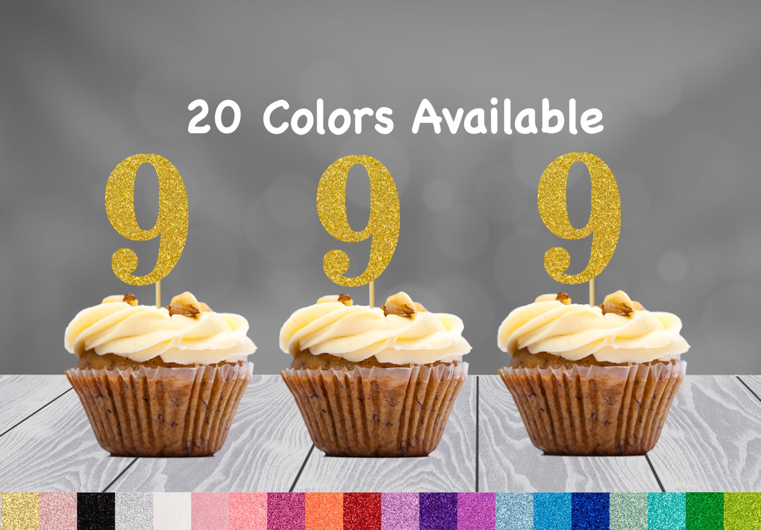 ANY NUMBER 9th Birthday Cupcake Toppers Number 9 Cupcake - Etsy