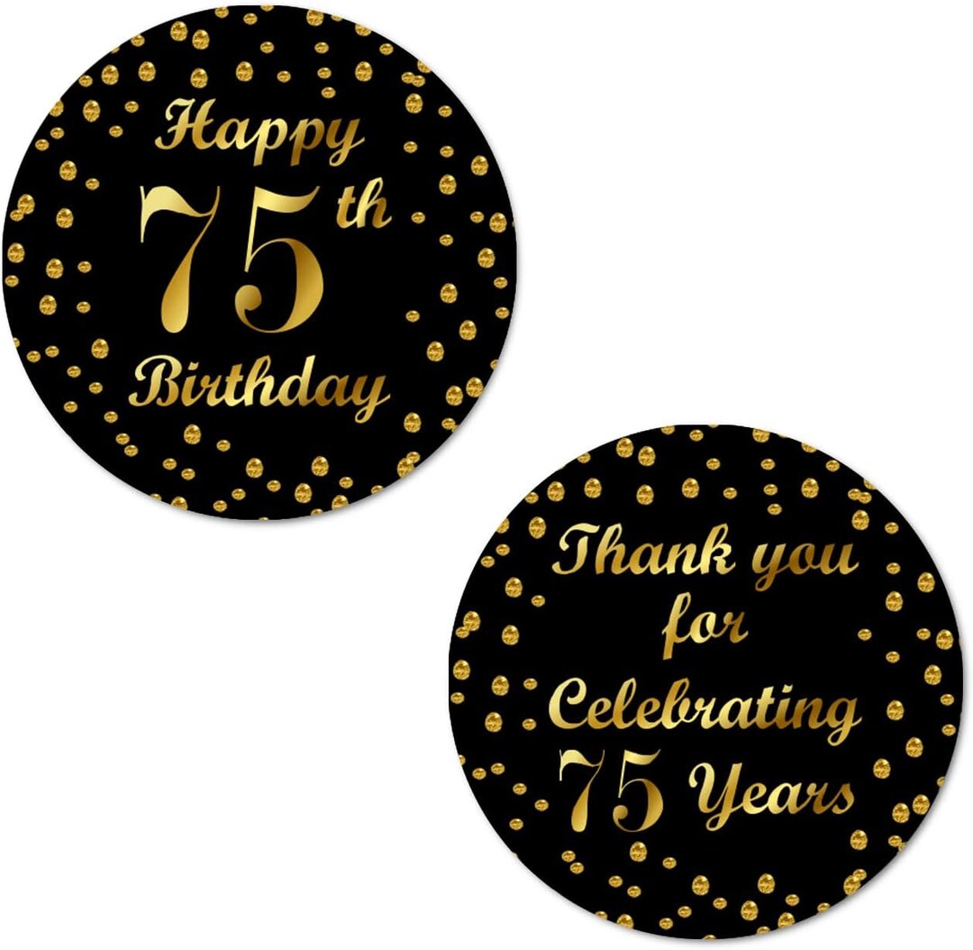 75th Birthday 75th Happy Birthday Stickers, 2 Inch Big Round Glossy ...