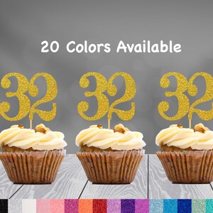 Any Number 32nd Birthday Cupcake Toppers 2 Inches Tall Adult Party ...