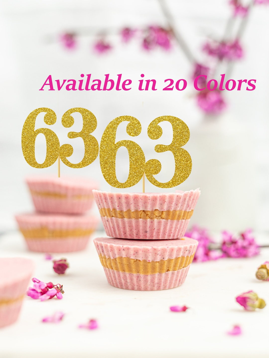 ANY NUMBER 63rd Birthday Cupcake Toppers Adult Party Glitter Party ...