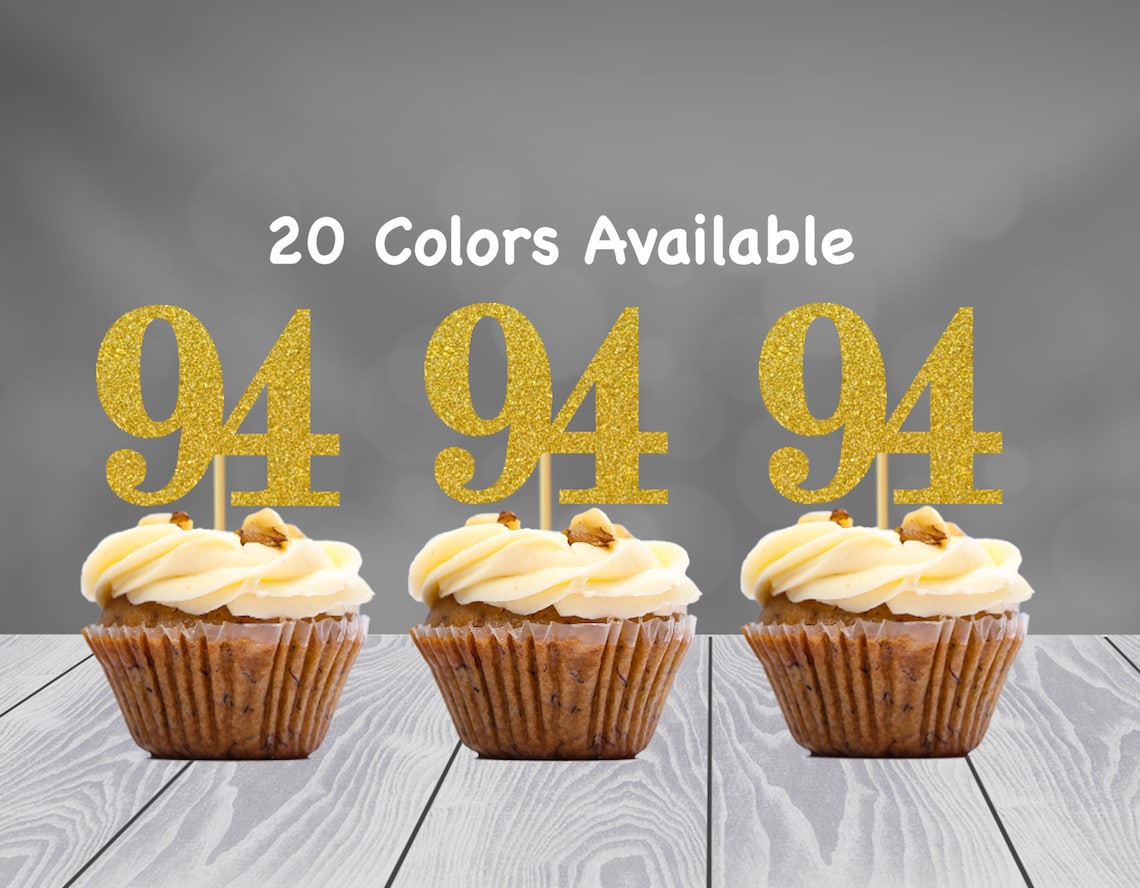 Any Number 94th Birthday Cupcake Toppers Adult Party Glitter - Etsy