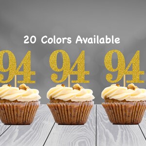 Any Number 94th Birthday Cupcake Toppers Adult Party Glitter 94th Party ...