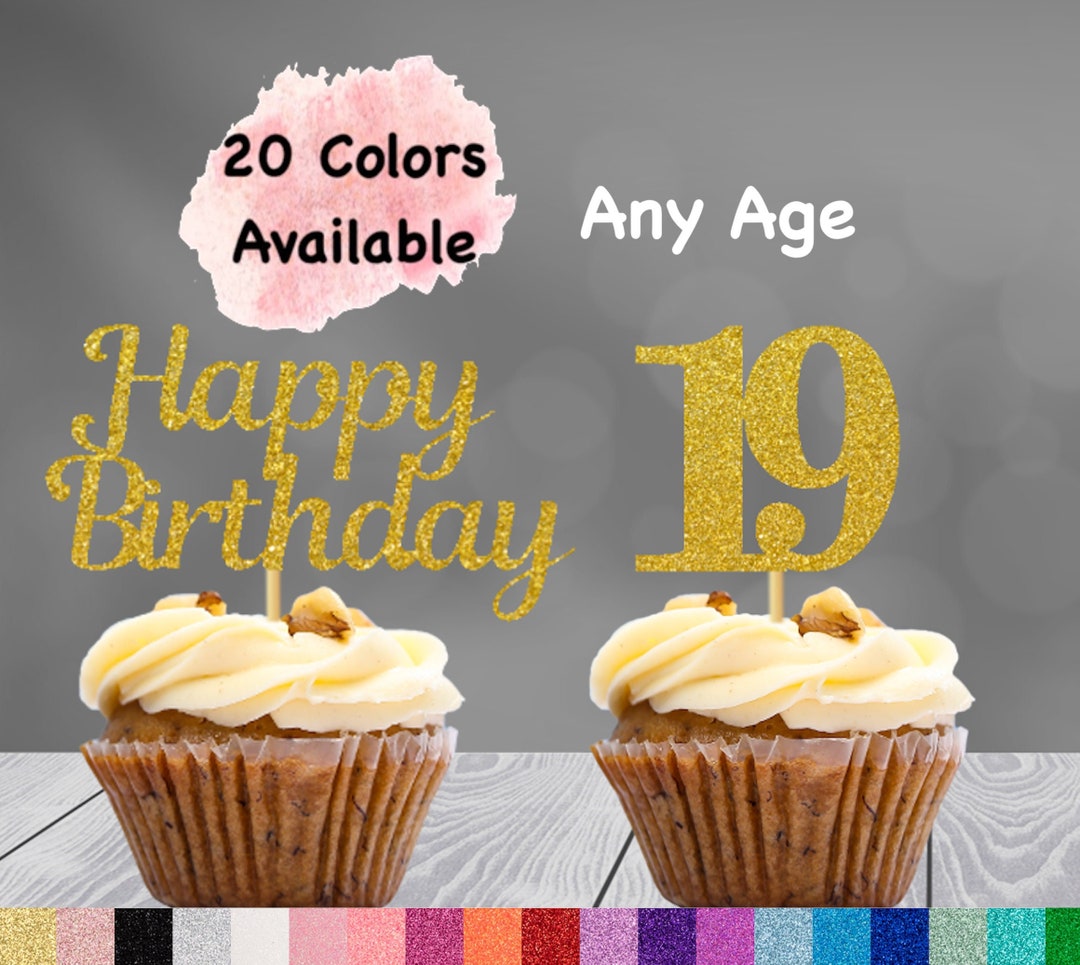 19th Birthday Cupcake Toppers | Number 19 Party Picks | 19th Party ...