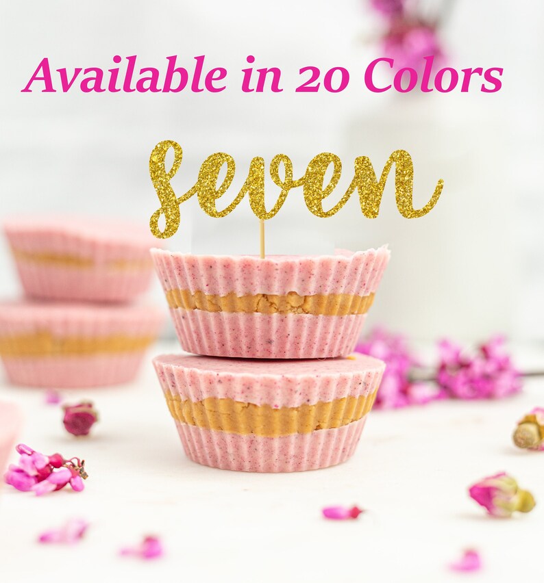 Number 7 Cupcake Topper 7th Birthday Cupcake toppers Glitter | Etsy