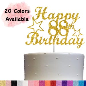 88th Birthday Cake Topper | Glitter Party Decoration | Happy Birthday ...
