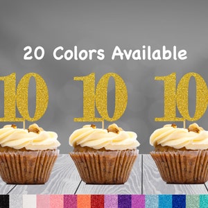ANY NUMBER 10th Birthday Cupcake Toppers Number 10 Cupcake - Etsy