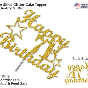 71st Birthday Cake Toppers double Side Glitter Adult Party Glitter 71st ...