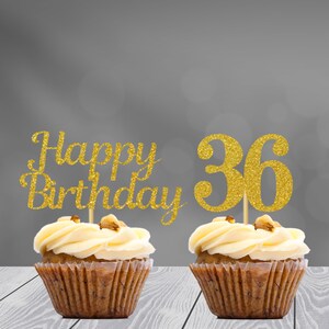 36th Birthday Cupcake Toppers | Number 36 Party Picks | 36th Party ...