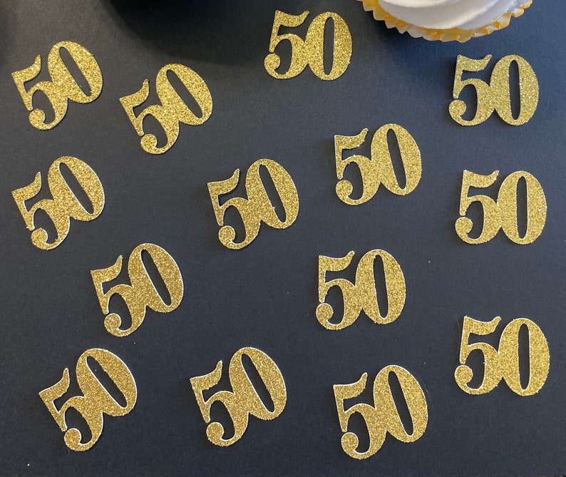 50th Anniversary (set of 50) Gold Glitter Confetti 50th Party Favors ...