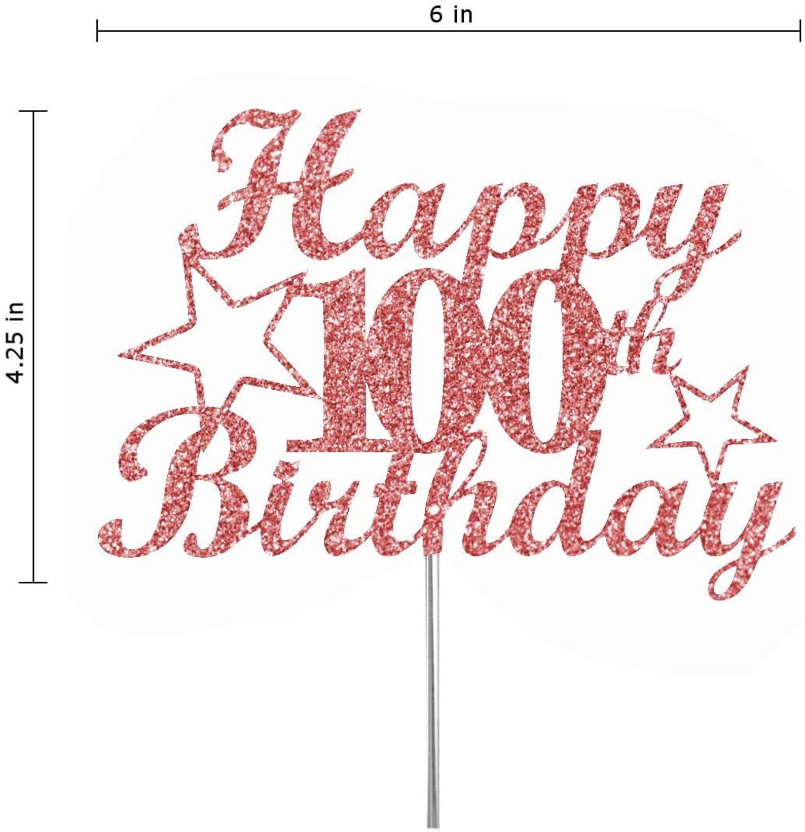 100th Birthday Cake Toppers double Side Glitter Glitter Gold - Etsy