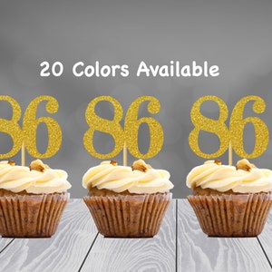 Any Number 86th Birthday Cupcake Toppers Adult Party Glitter 86th ...