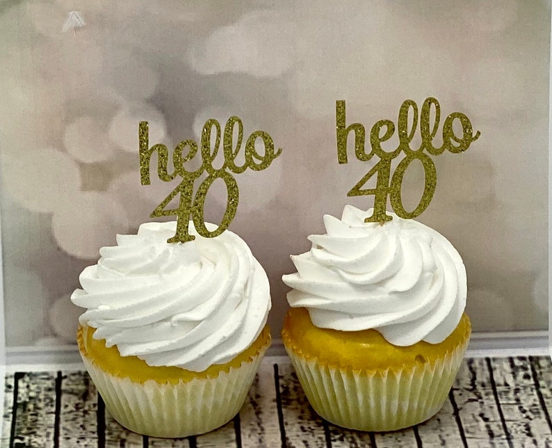 Any Number Hello 40 Cupcake Toppers set of 12 40th Birthday | Etsy