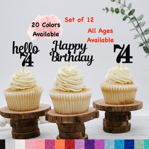 74th Birthday Cupcake Toppers set of 12 74th Birthday Decorations Party ...