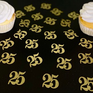 Any Number 25th Birthday Confetti 1 Inch Number 25th Glitter Confetti ...