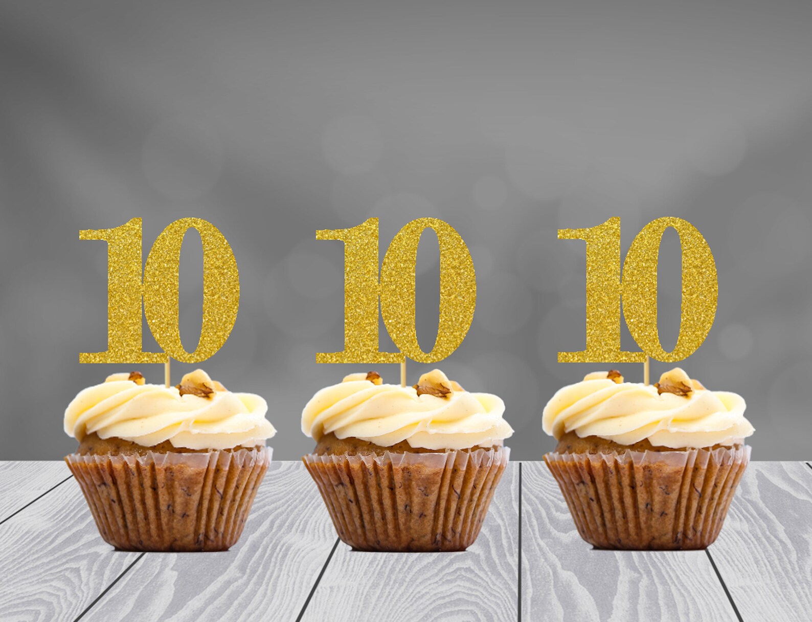 ANY NUMBER 10th Birthday Cupcake Toppers Number 10 Cupcake - Etsy