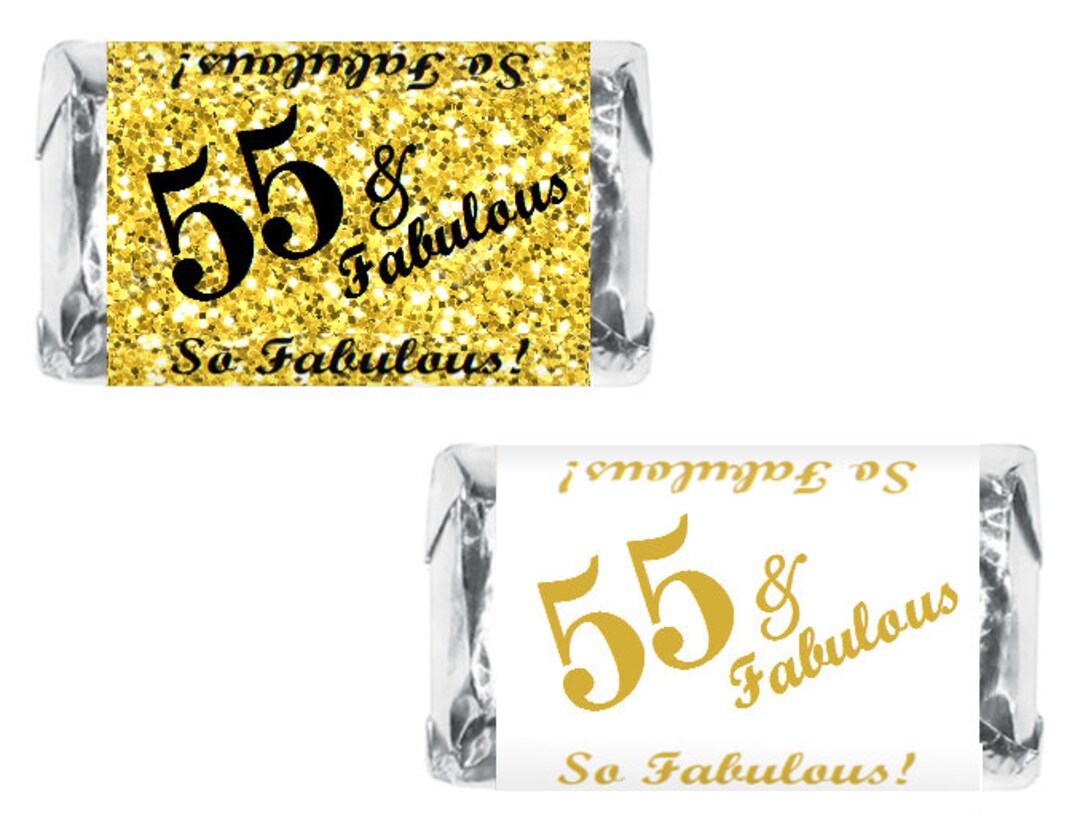 55 and Fabulous | Set of 60 Glossy Stickers | 55th Birthday Labels for ...