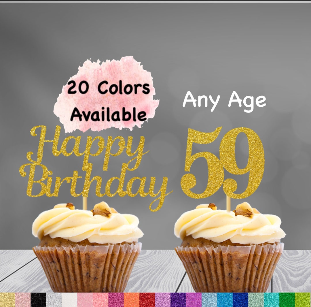 59th Birthday Cupcake Toppers | Number 59 Party Picks | 59th Party ...
