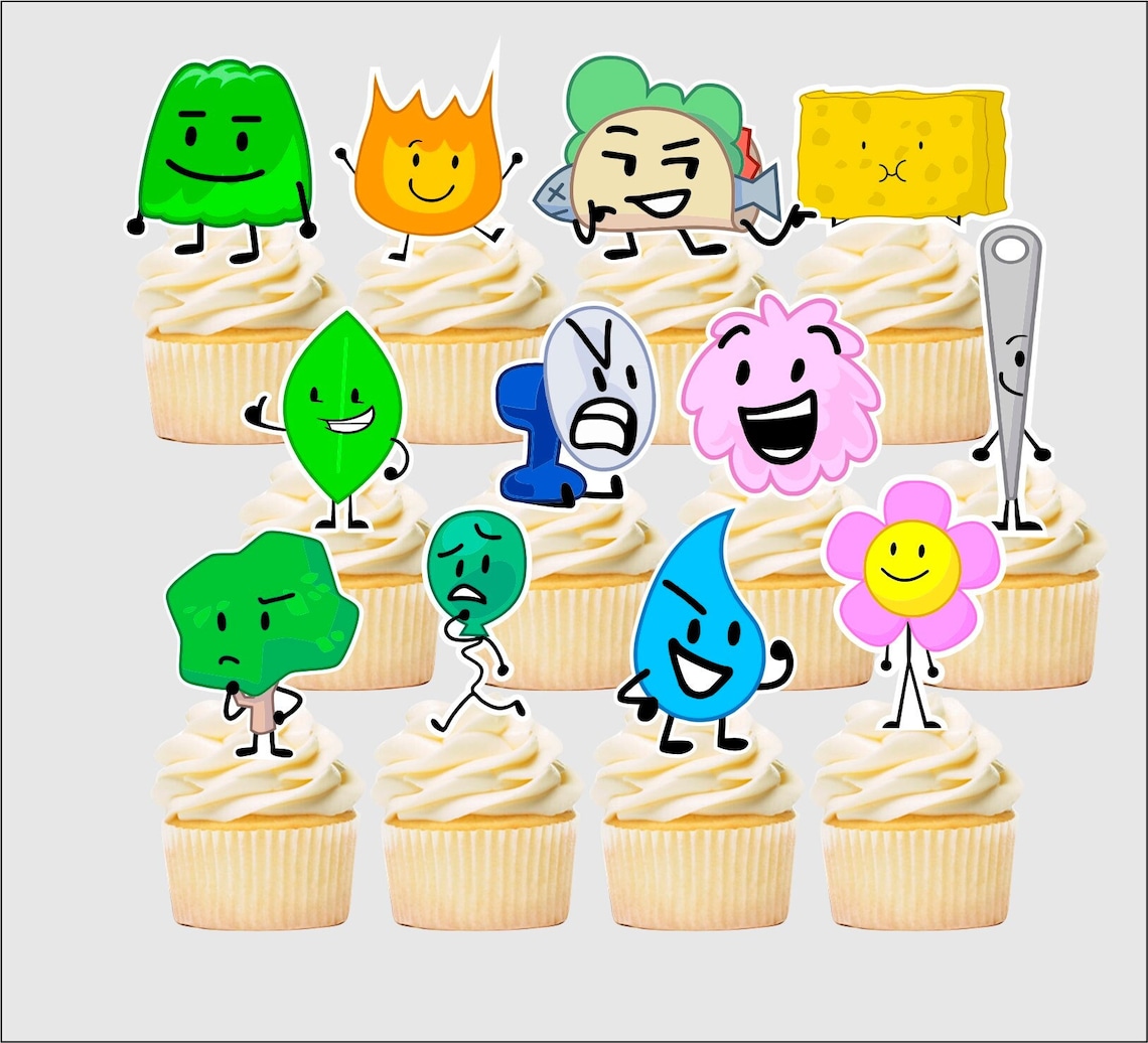 Set of 12 BFDI Cupcake Toppers (2.5 Inches) - Battle for Dream Island ...