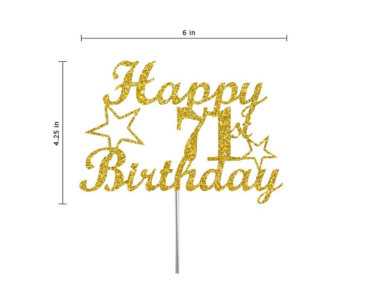 71st Birthday Cake Toppers double Side Glitter Adult Party | Etsy