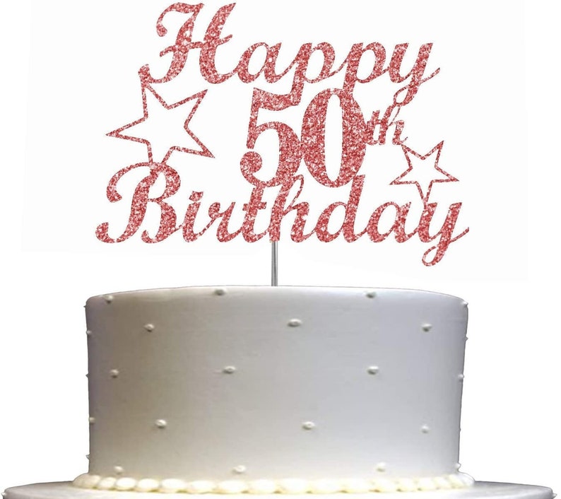50th Birthday Cake Toppers Double Side Glitter Adult Party Etsy