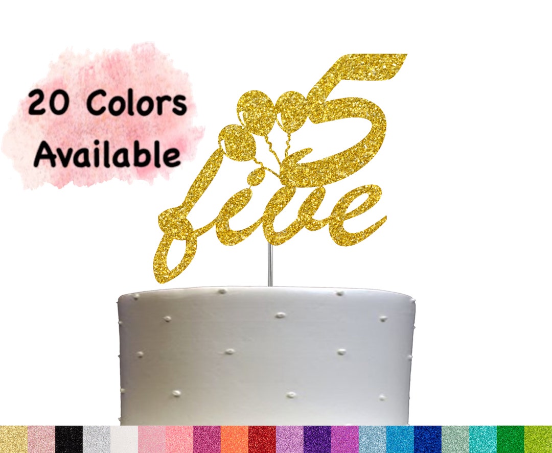 5th Birthday Cake Topper Double Side Glitter Number Five Cake Topper ...