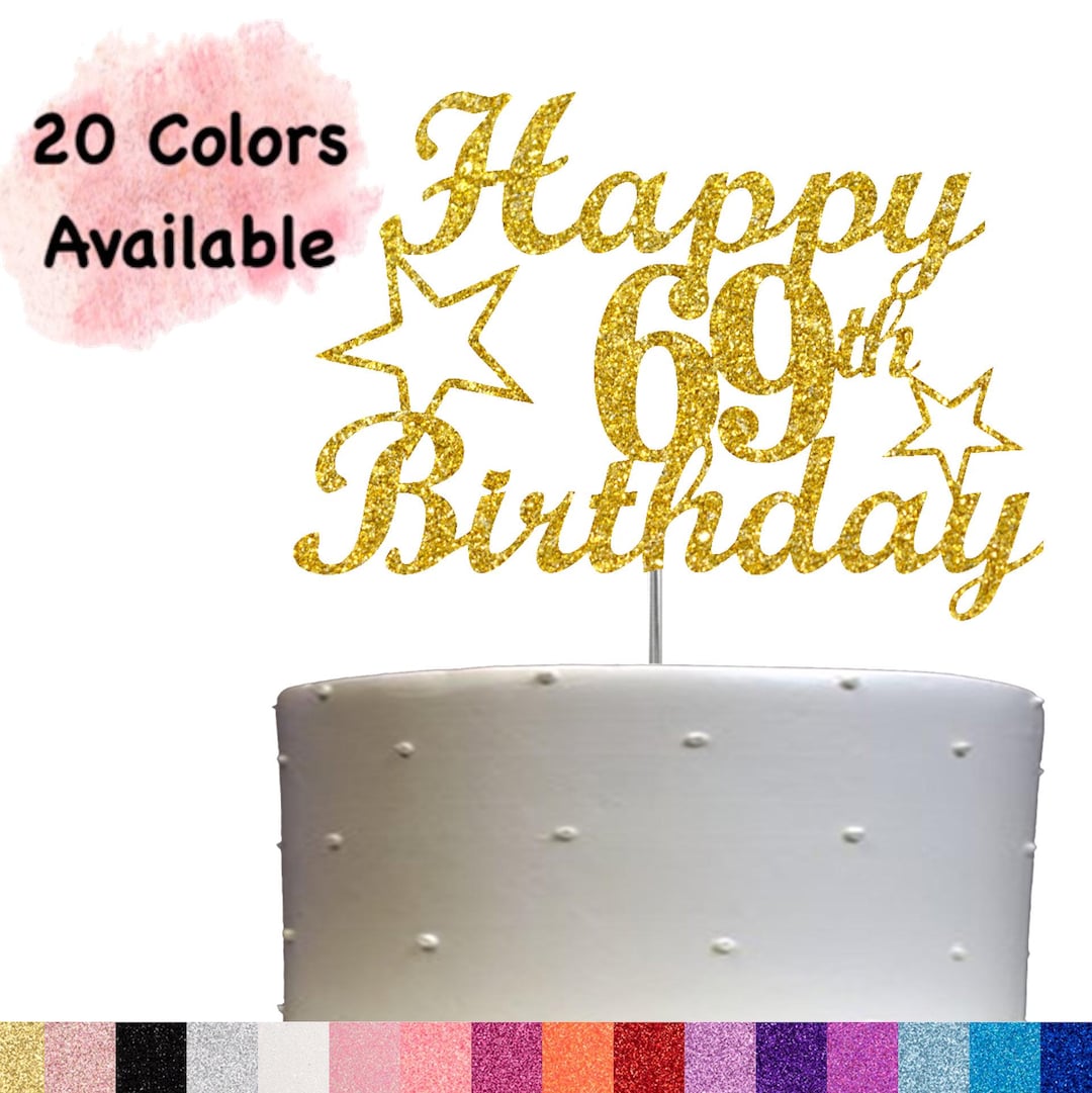69th Birthday Cake Topper | Glitter Party Decoration | Happy Birthday ...