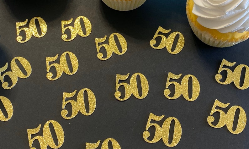 50th Anniversary (set of 50) Gold Glitter Confetti 50th Party Favors ...