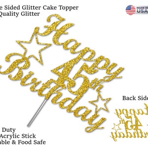 45th Birthday Cake Topper Double Side Glitter Glitter Cake Topper 45th ...