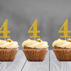 ANY NUMBER 4th Birthday Cupcake Toppers Number 4 Cupcake - Etsy