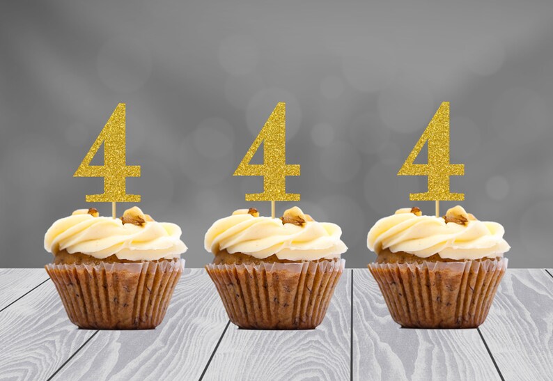 ANY NUMBER 4th Birthday Cupcake Toppers Number 4 Cupcake - Etsy