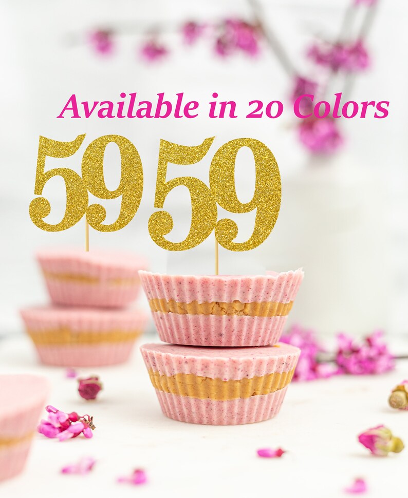 Any Number 59th Birthday Cupcake Toppers 2 Inches Tall - Etsy
