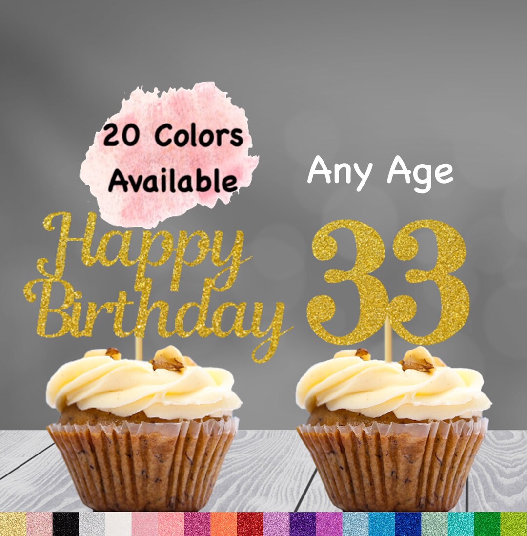 33rd Birthday Cupcake Toppers | Number 33 Party Picks | 33rd Party ...