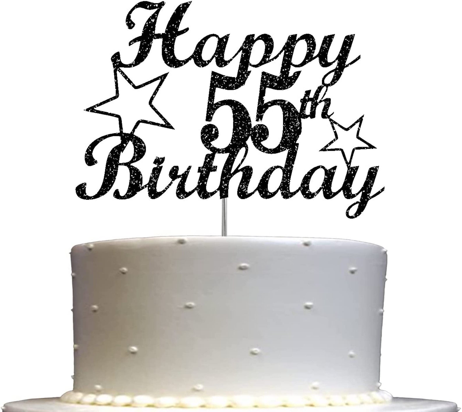 55th Birthday Cake Topper double Side Glitter Adult Party - Etsy