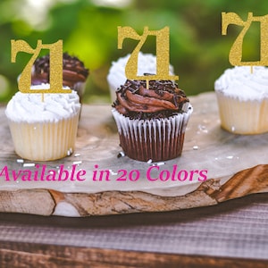 ANY NUMBER 71st Birthday Cupcake Toppers 2 Inches Tall Adult Party ...