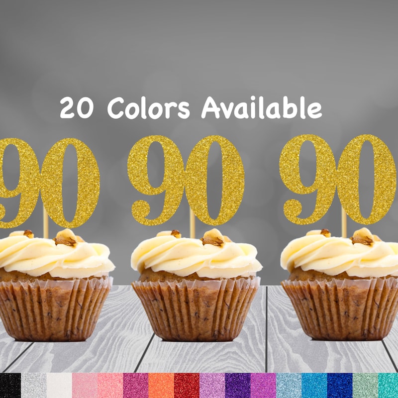 90th Cupcake Toppers - Etsy