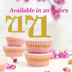 ANY NUMBER 71st Birthday Cupcake Toppers 2 Inches Tall Adult Party ...